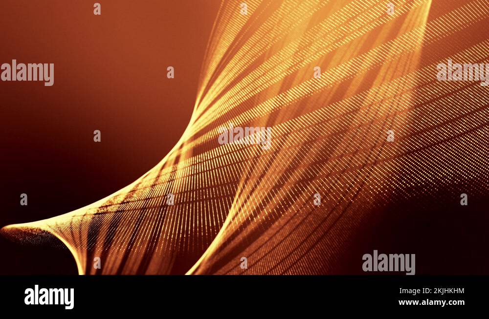 4k looped abstract background of gold glow particles form lines ...