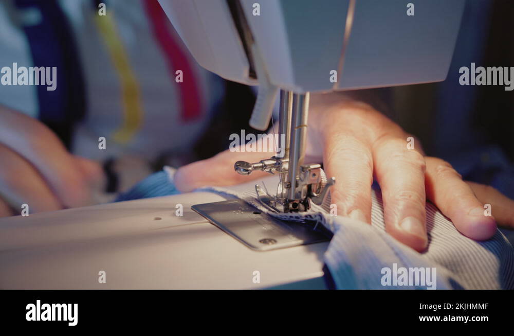 Close-up, Old Woman's Hands Stitch On Sewing Machine Stock Video ...