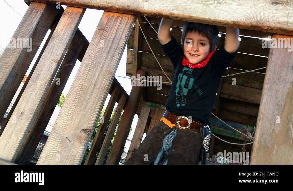 Children dressed as Native Americans in tree house Stock Video Footage ...