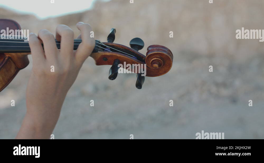 Two female musicians moving fingers through strings during playing the ...