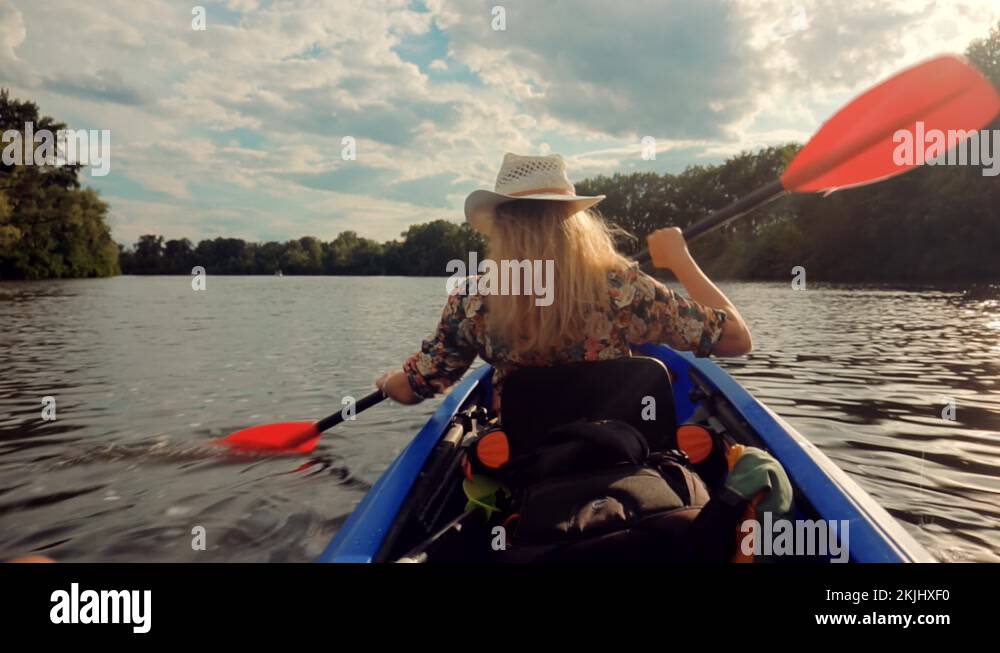 Kayak Oar Paddle Rowing.Canoe Paddle Rowing.Vacation Holiday Trip Stock ...