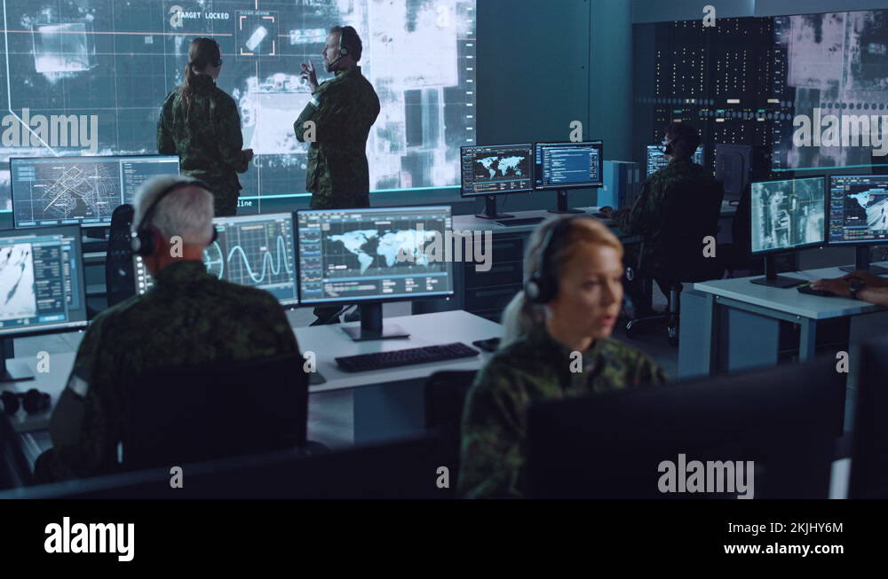 Team of Military Surveillance Officers on Military Base Stock Video ...