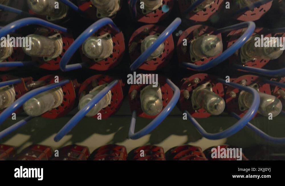 Vacuum tube modules of First Generation Computers. Steadicam shot Stock ...