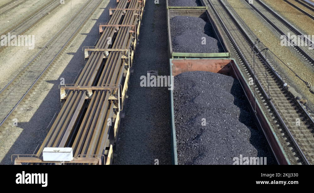 Panorama of Train with Coal. Fossil Fuels are Transported around ...