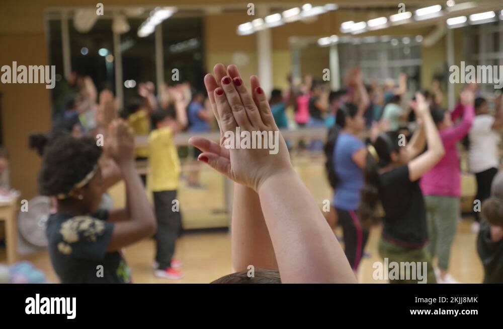 Plus Size Chubby Woman Claps Hand in Zumba Dance Aerobics Class ...
