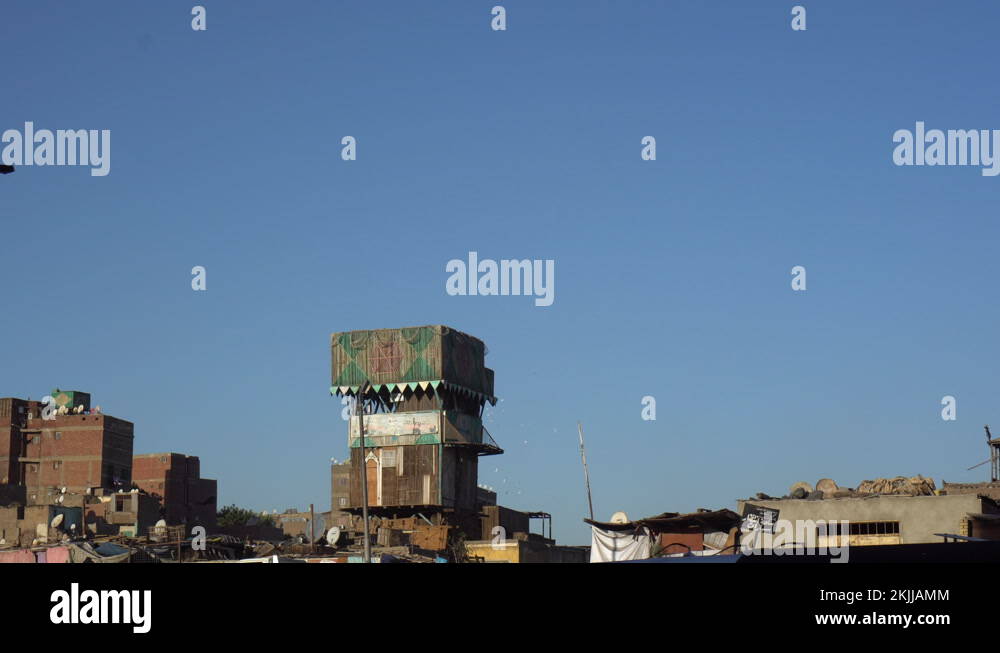 Cairo Egypt pigeon farm tower for breeding in apartment building roof ...