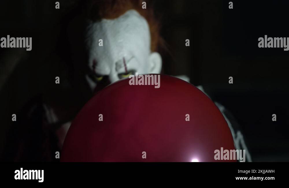 Evil Clown in Dark Scary Halloween Horror Scene, Frightening with ...