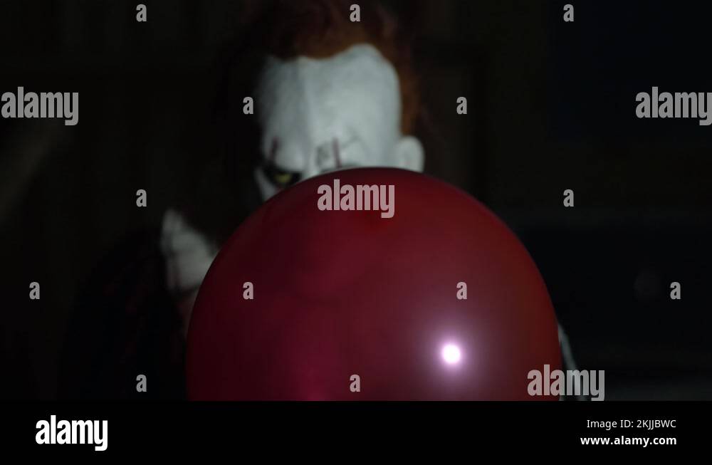 Evil Clown in Dark Scary Halloween Horror Scene, Frightening with ...