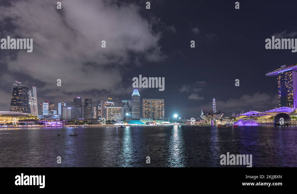 Beautiful laser and musical fountain show at the Marina Bay Sands waterfront in Stock Video ...