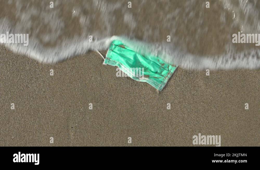 Slowmotion medical mask waste. Environmental and coast plastic ...