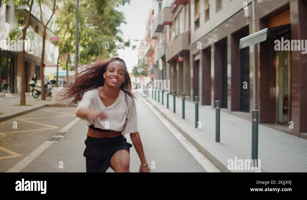 Black woman dancer on street, african american woman dancing hip-hop ...