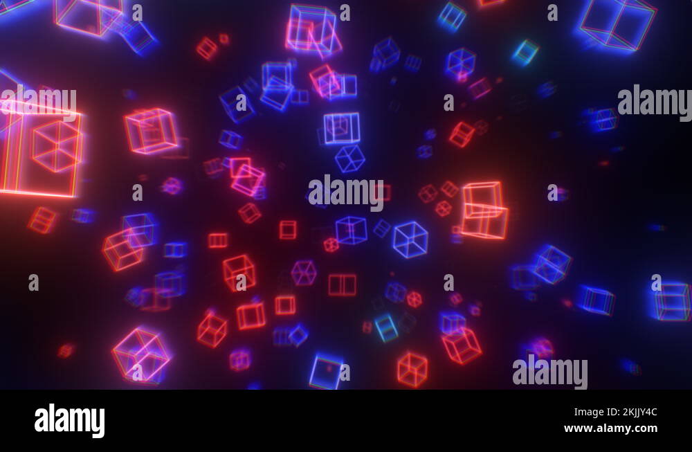 Ultraviolet 3D Neon Laser Cubes and Retro 80s Synthwave Glow Lights ...