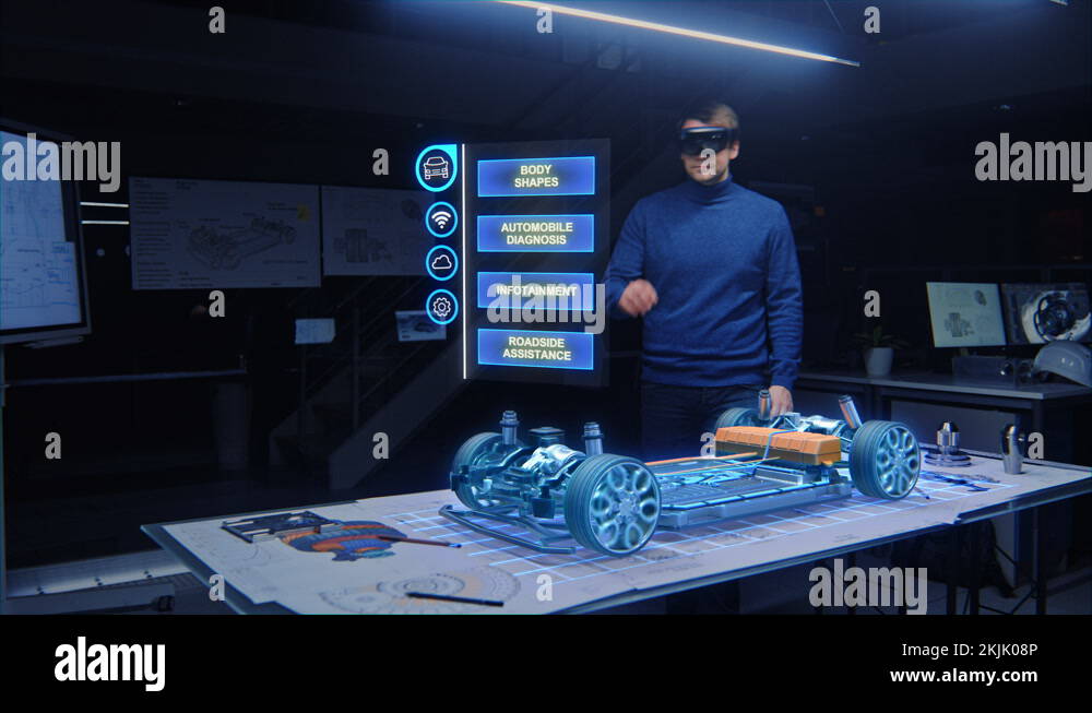 Engineer Wearing Augmented Reality Headset Builds 3D Car Stock Video Footage - Alamy
