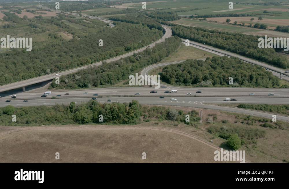 Autobahn Highway Infrastructure in Germany Bird's Eye View Stock Video ...