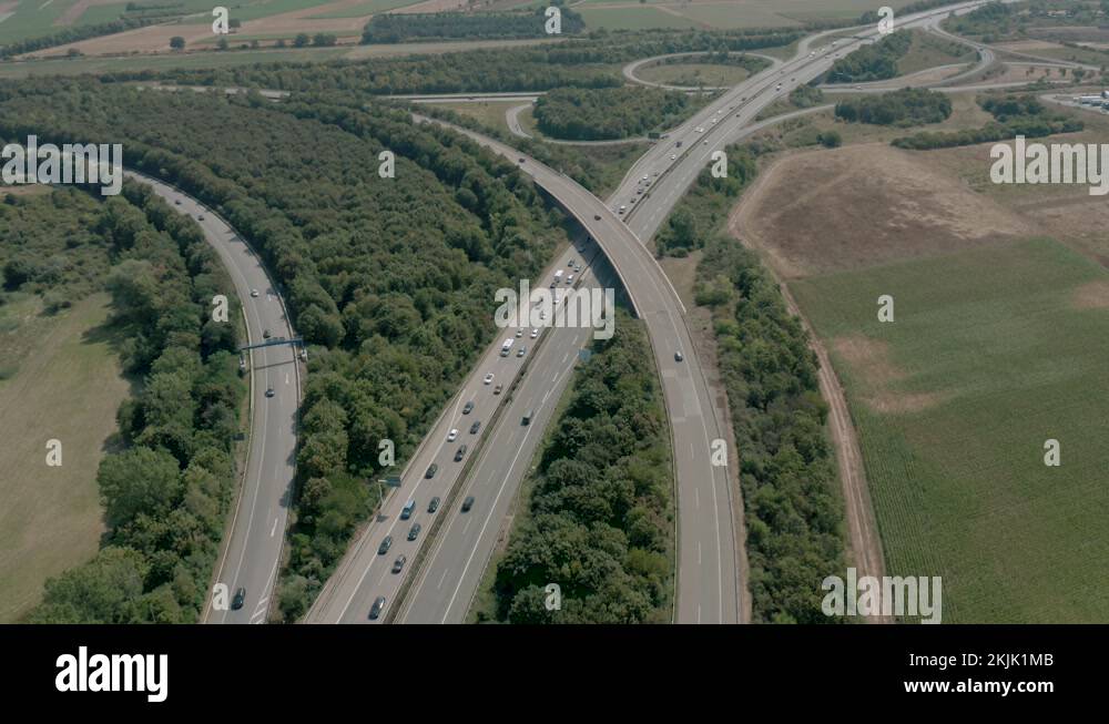 Autobahn Highway Infrastructure in Rural Germany Aerial View Stock ...