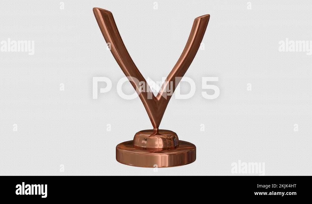 Animated spinning all one piece bronze trophy with V design with stand ...