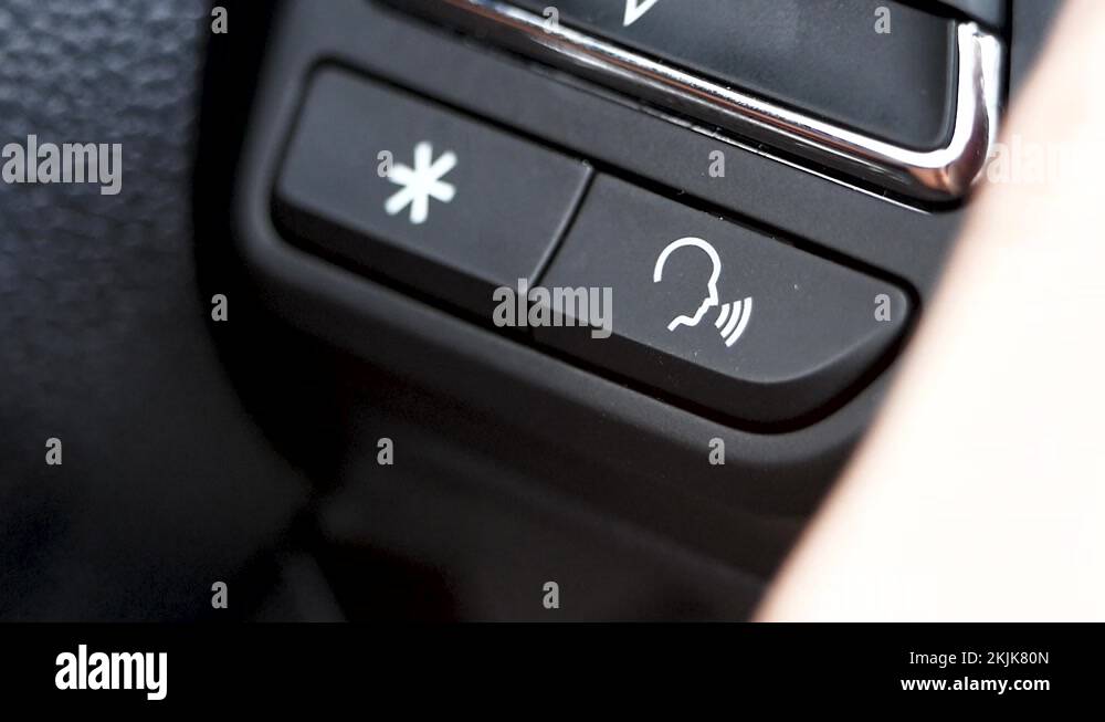 Finger pressing the smart system button voice control (i-SMART)on the ...