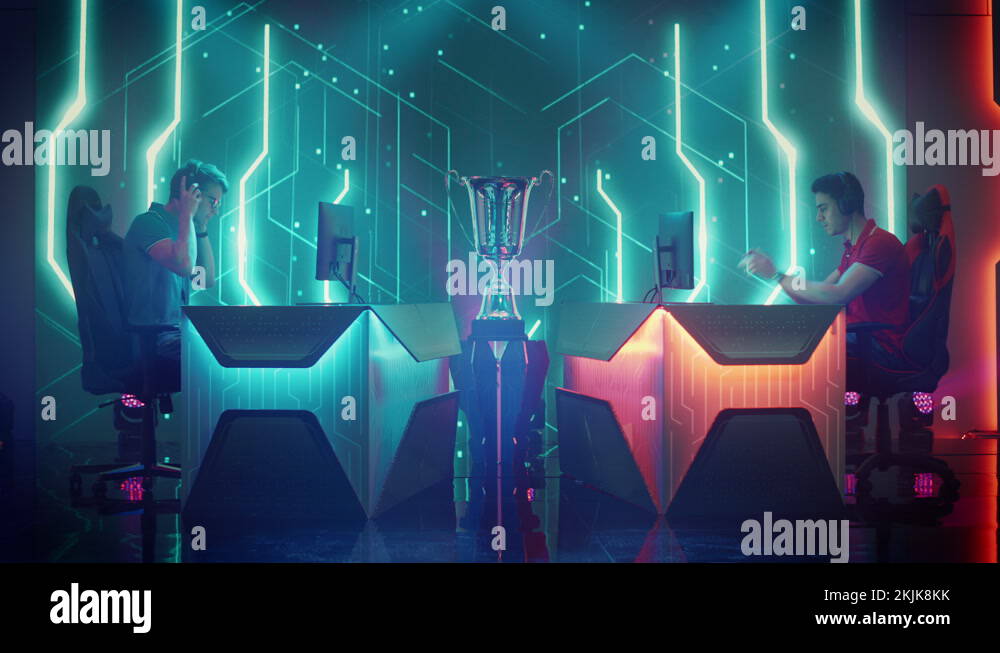 Video Games Championship Two Players Shake Hands and Hug Stock Video ...