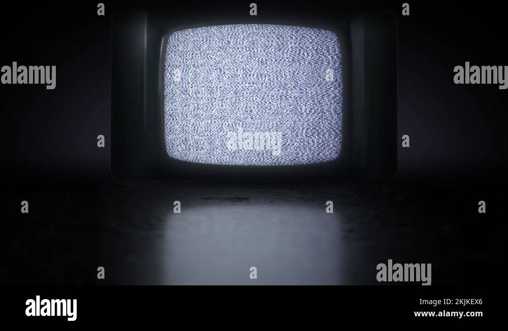 Vintage Retro TV Set Dark Background with static noise. 70s, 80s style ...