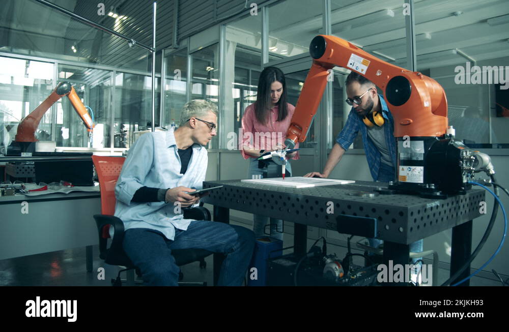 Innovation, hi-tech education, science studying concept. Robotic arm ...