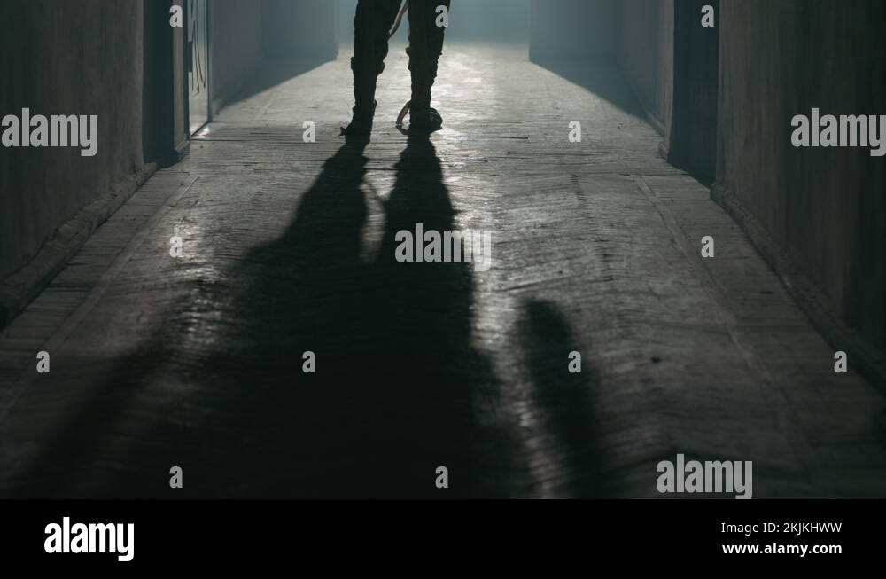 Scary Egyptian mummy creeping down hallway in abandoned cursed house ...