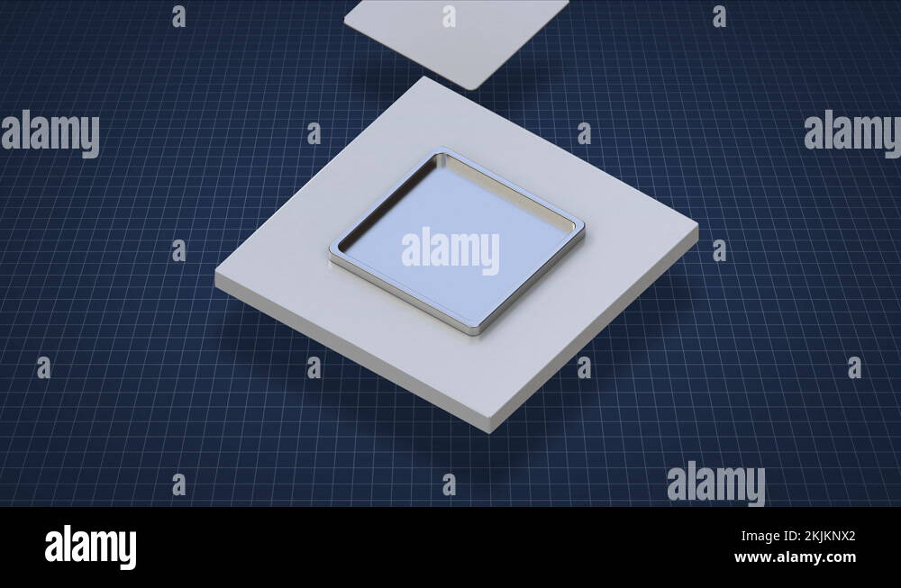 Artificial intelligence cpu chip on a white square floor, AI technology ...