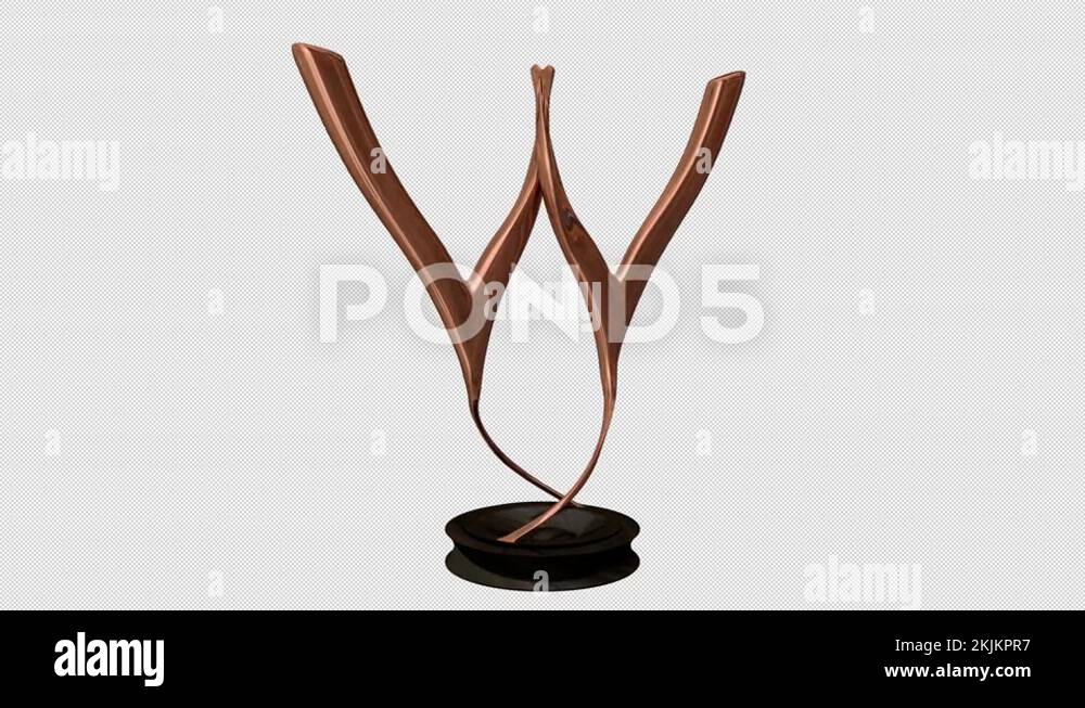 Animated spinning bronze trophy with W design black stand Stock Video ...