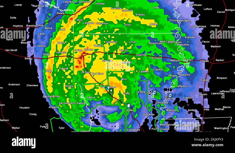 Hurricane Laura seen on weather radar and satellite imagery Stock Video ...