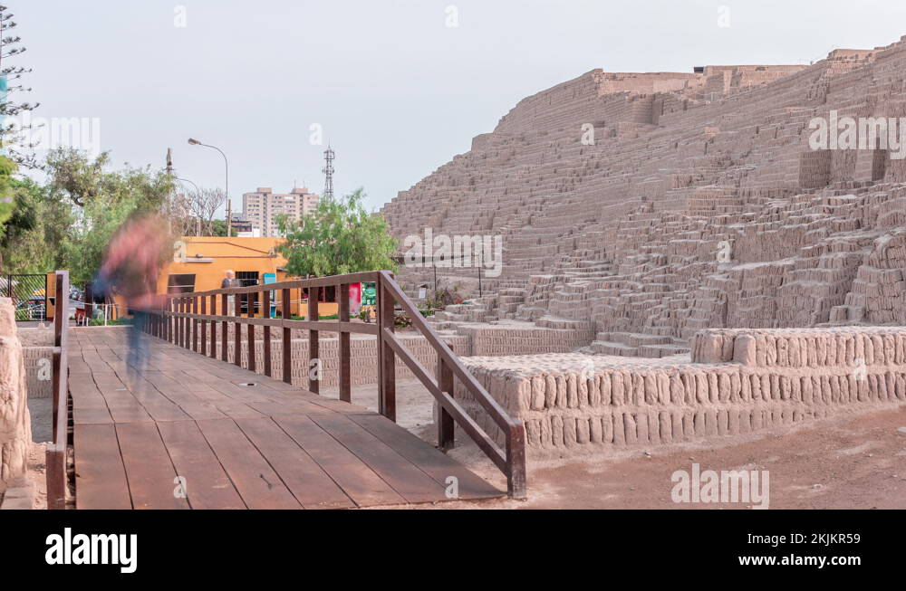 Pyramid of Huaca Pucllana timelapse, pre Inca culture ceremonial ...