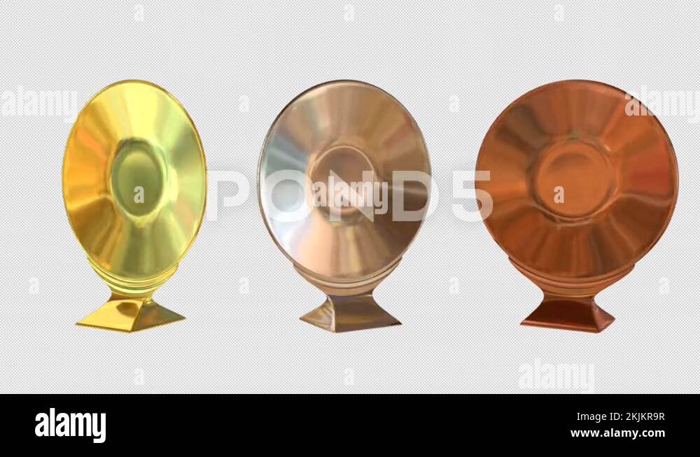 Animated spinning all gold-silver-bronze plate trophy Stock Video ...