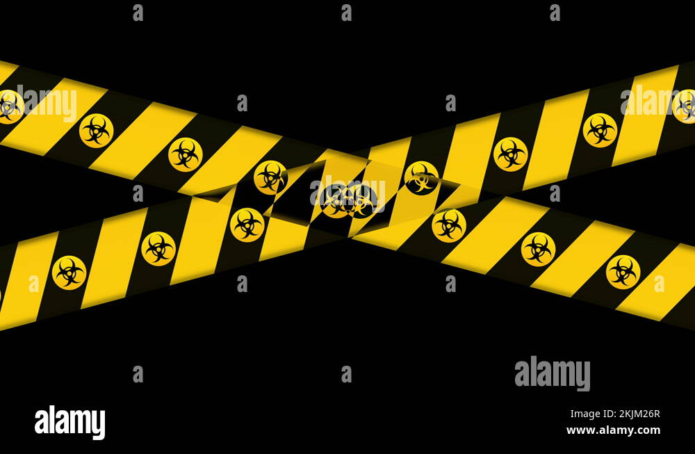 Bio hazard crossed ribbons moving animation on the transparent ...