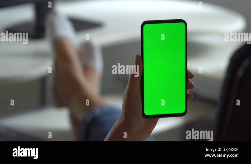 Handheld Camera: Point of View of Woman at Modern Room Sitting on a ...