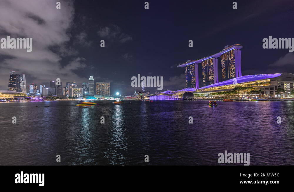 Beautiful laser and musical fountain show at the Marina Bay Sands waterfront in Stock Video ...