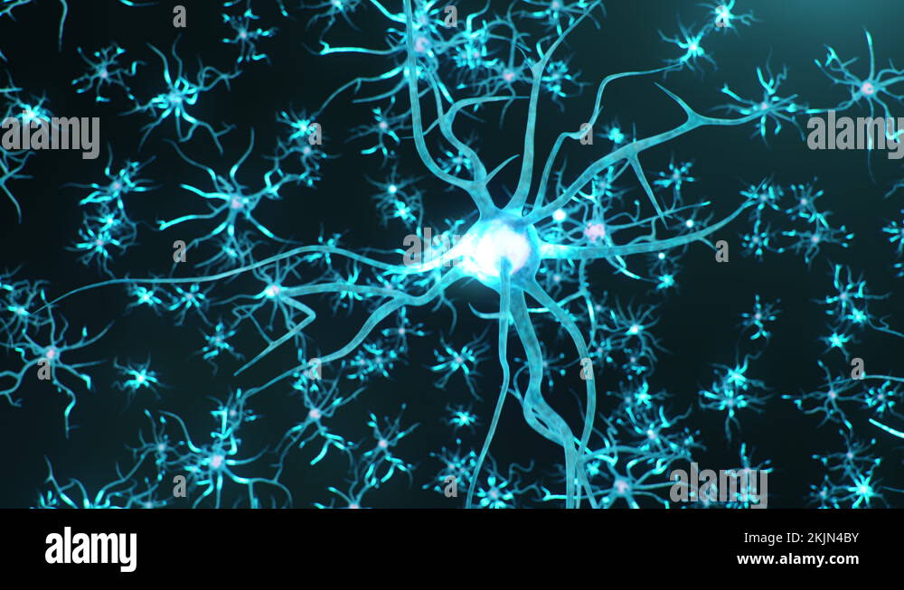 Animation neurons in the brain.Synapse and Neuron cells sending ...