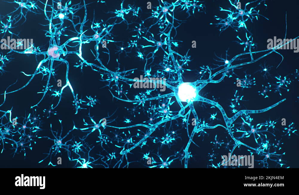 Animation neurons in the brain.Synapse and Neuron cells sending ...
