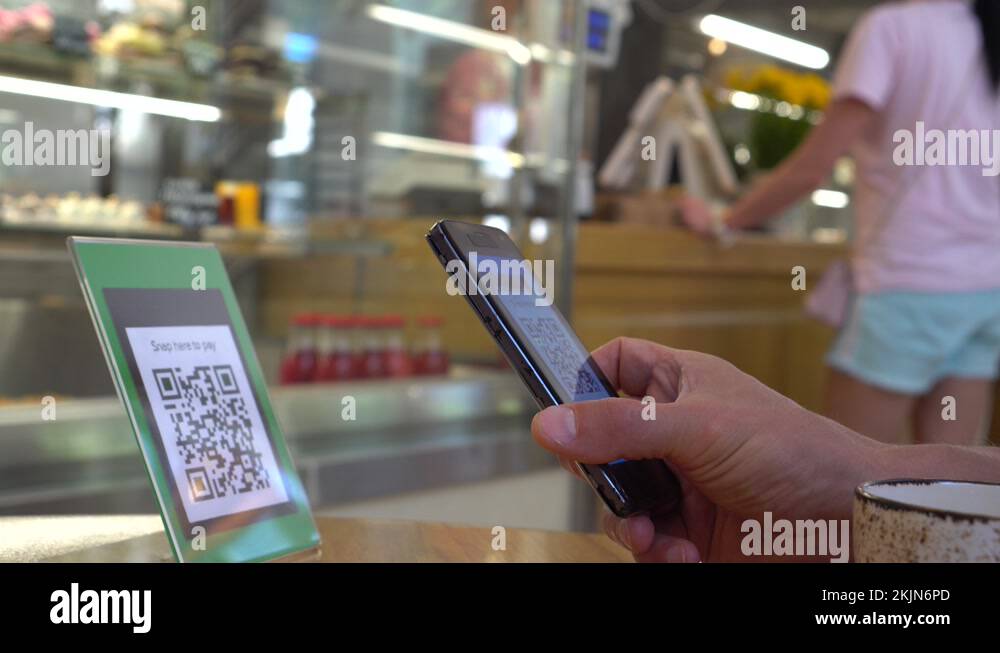 Paying with QR Code. Touch free payment Stock Video Footage - Alamy