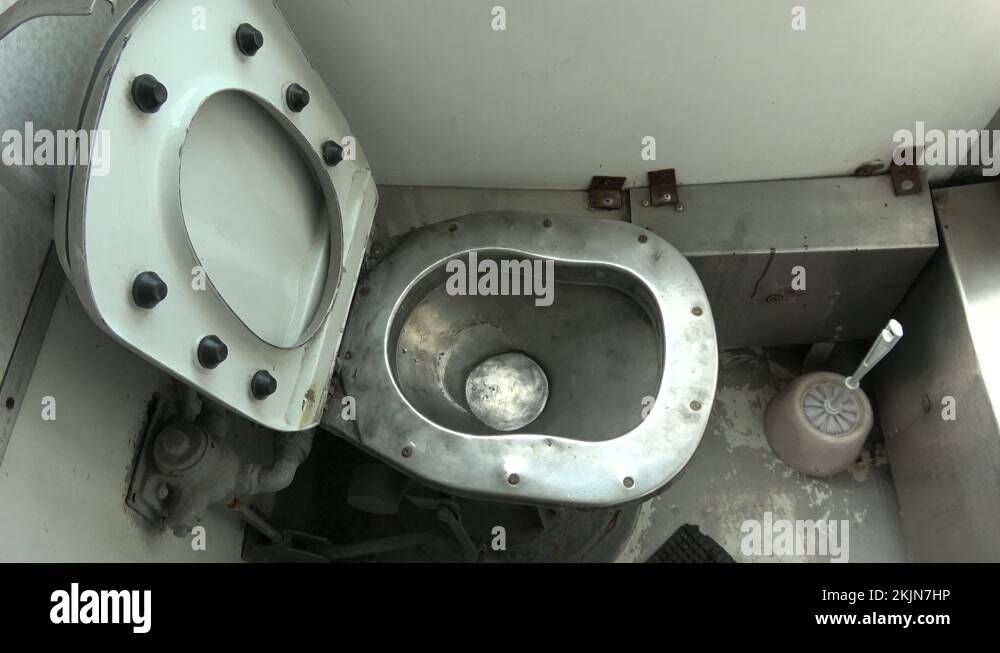 Contemporary toilet in the modern Ukrainian trains made in the Soviet ...