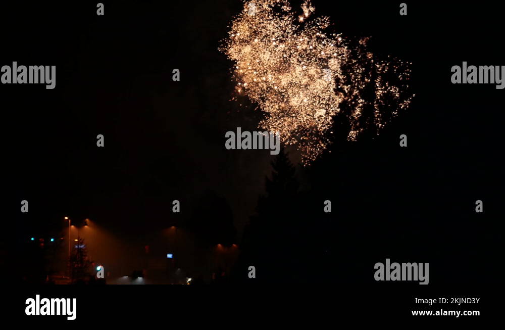 Motion of firework display on Canada day for celebrating Canada 150 ...