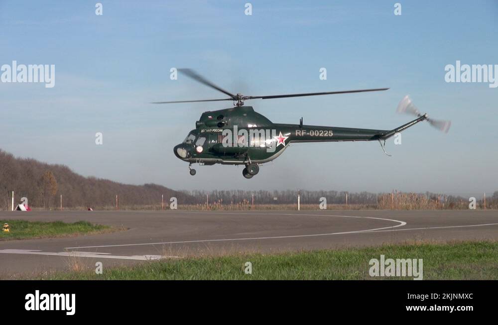 Soviet multipurpose helicopter Mi-2 (Hoplite) performs various ...