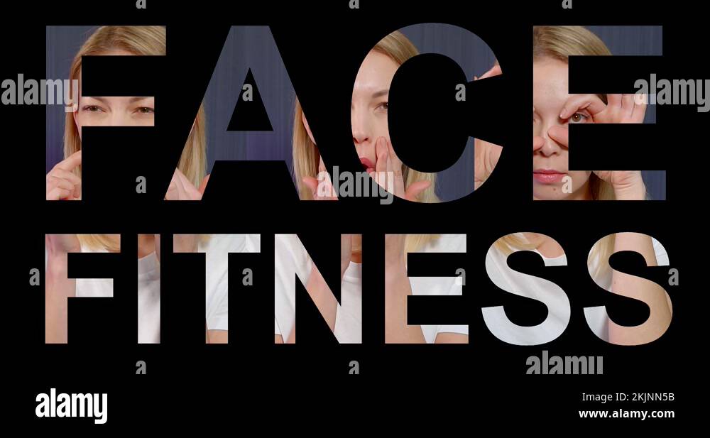 The word "FACE FITNESS" on a black isolated background. Transparent ...