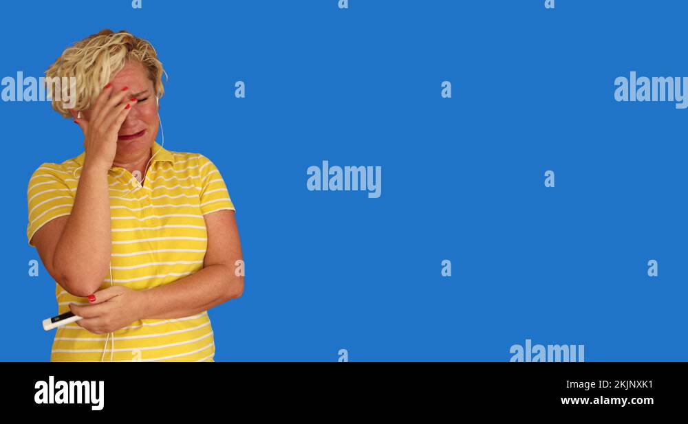 Emotional woman crying at chroma key background 4 Stock Video Footage ...