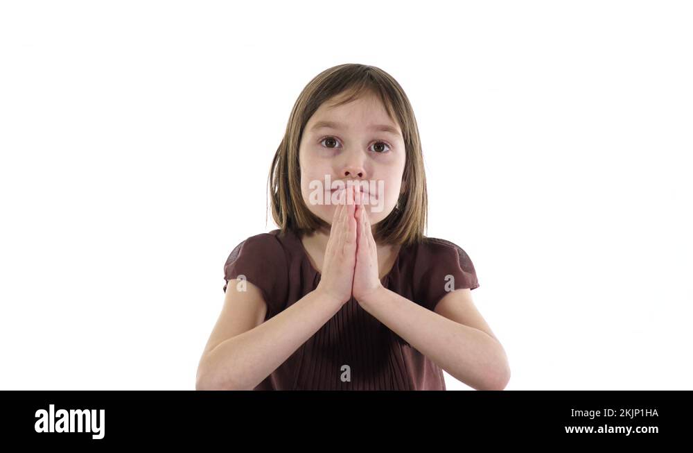 Thank you/praying hands hand gesture. Little girl saying "thank you ...