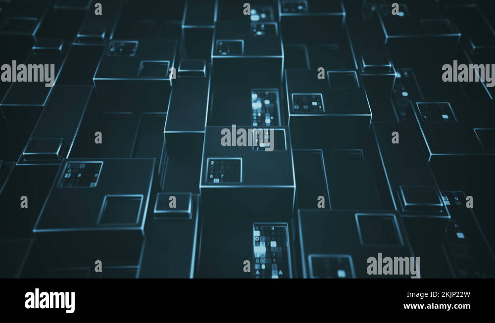 Futuristic technology panel with digital code 3D render loopable ...