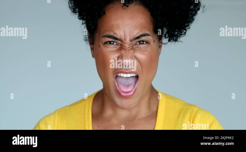 African American woman yelling open mouth to camera Stock Video Footage ...