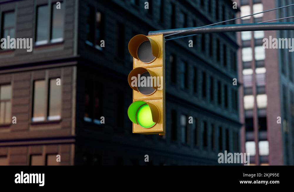 Traffic light switches colours. Intersection. Traffic signals on the ...