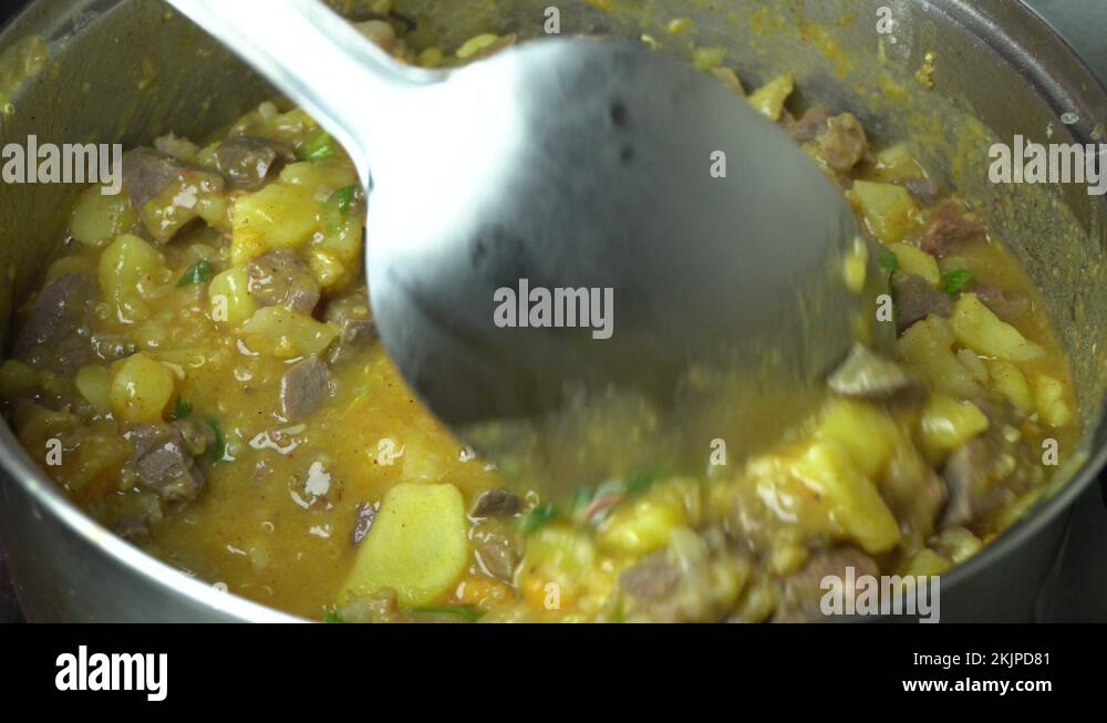 close-up chanfainita cooking in a pot, typical Peruvian food made at ...