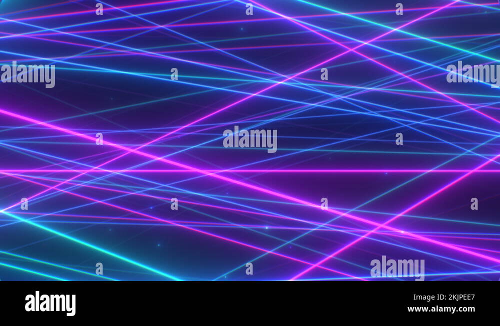 Retro Neon Laser Beam Lights Glow Sci-Fi Futuristic Synthwave Lines ...