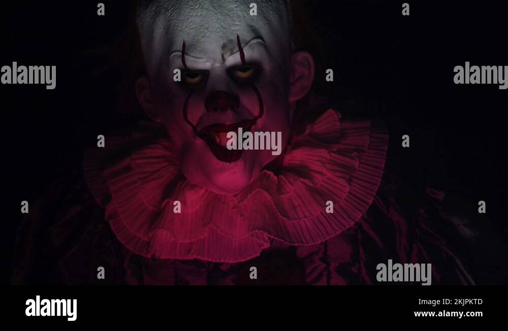 Evil Clown in Dark Scary Halloween Horror Scene, Frightening with ...
