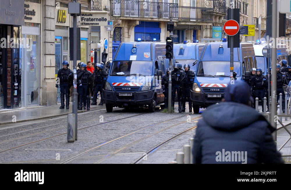 Mobile Gendarmerie squad and Frencg Police blocking the streets in ...