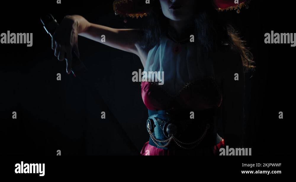 Pretty geisha in a red asian hat with katana sword in hand, 4k Stock ...